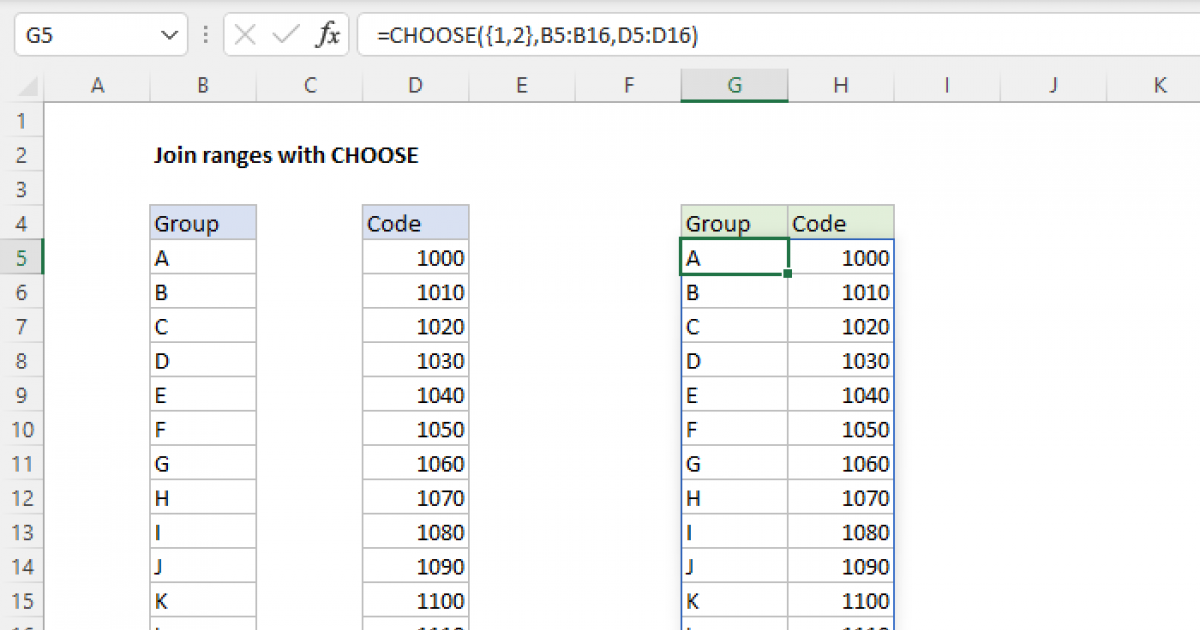 Combine Ranges With CHOOSE Excel Formula Exceljet